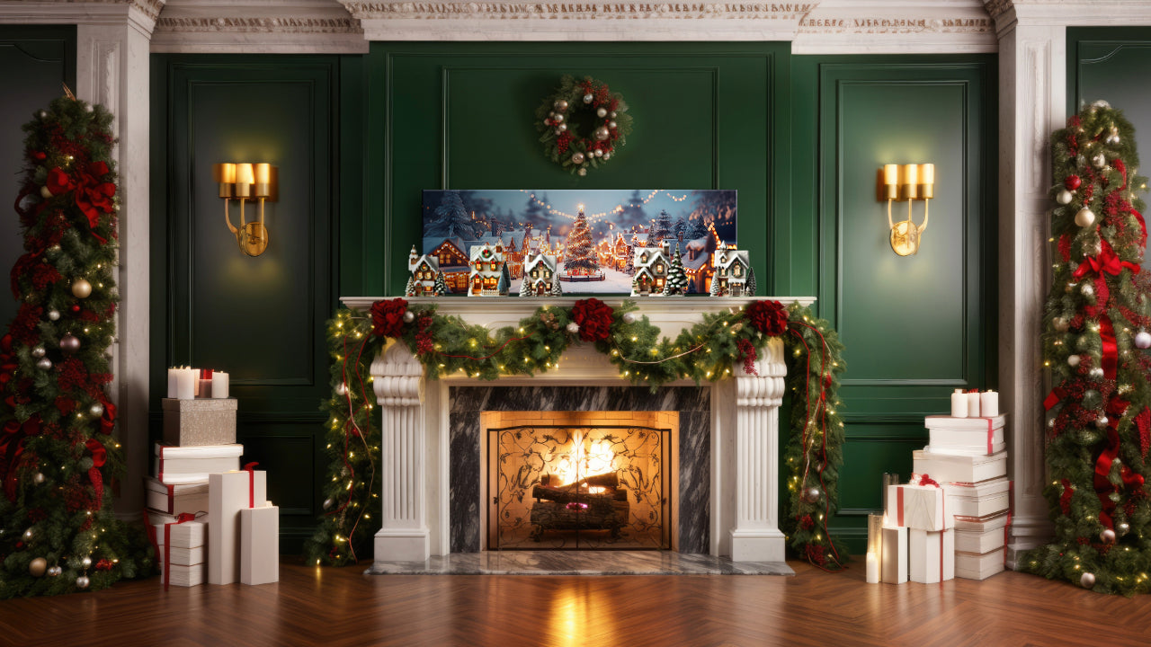 Cozy Village | Premium Canvas Christmas Village Backdrop for Lemax ...